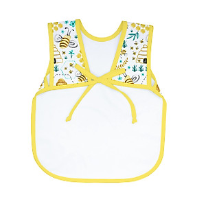 BapronBaby Busy Bees Bapron - No Neck Tie Safer Bib for Baby & Toddler - Soft Waterproof Stain Resistant - Machine Washable - Sz Baby/Toddler 6m-3T