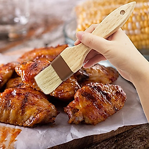 Set of 4, Pastry Brushes and Dough Scraper, findTop Basting Oil Brush with Boar Bristles Wooden Handle Hanging Hole with Extra Dough Scraper for Bread Dough BBQ Sauce Baking Cooking