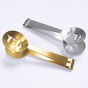 Ousyaah Tea Bag Squeezer (4 Pack), Stainless Steel Oval Tea Bag Squeezer Tongs, Tea Filter Coffee Bag Clamp Tea Strainer Grip Holder Lemon Slice Clip, Mini Ice Sugar Tongs Tea Bag Spoon