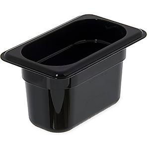 Carlisle FoodService Products 3068703 Plastic Food Pan, 1/9 Size, 4 Inches Deep, Black (Pack of 6)