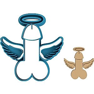 Naughty and Nice Angel Penis Cookie Cutter - Funny Adult Cookie Cutter Male Anatomy Bachelor Bachelorette Party Gag Gift (0006) (4 Inch)