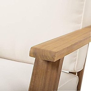 Christopher Knight Home Eartha Outdoor Loveseat Set with Coffee Table, Teak Finish, Beige