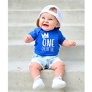 Olive Loves Apple Mr.One-Derful 1st Birthday Bodysuit for Baby Boys First Birthday Vintage Royal Bodysuit 12 Months