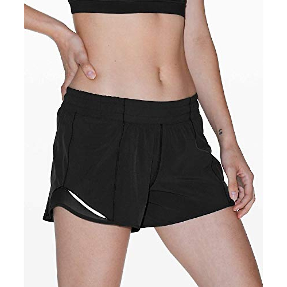 Lululemon Athletica Hotty Hot Short Low-Rise 4 inch Long (Black, 0, Numeric_0)