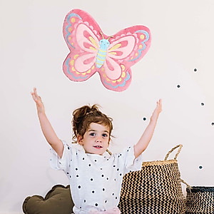MON AMI Sparkle Butterfly Decorative Plush Throw Pillow - 12.5x10”, Soft Cushion, Stuffed Toy Décor Gifts for Kids of All Ages, Nursery Décor