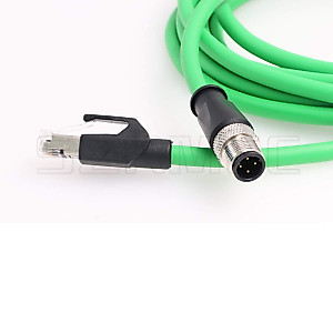 SZRMCC M12 Ethernet Cable D-Code 4 Pin Male to RJ45 Connector High Flex Cat5e Shielded Waterproof Network Cable for Industrial Camera Sensor (10m,Green)
