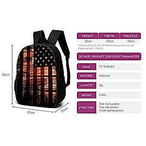 American Flag Backpack Large Capacity Laptop Backpack Travel Bag for Boys Girls 16 Inches