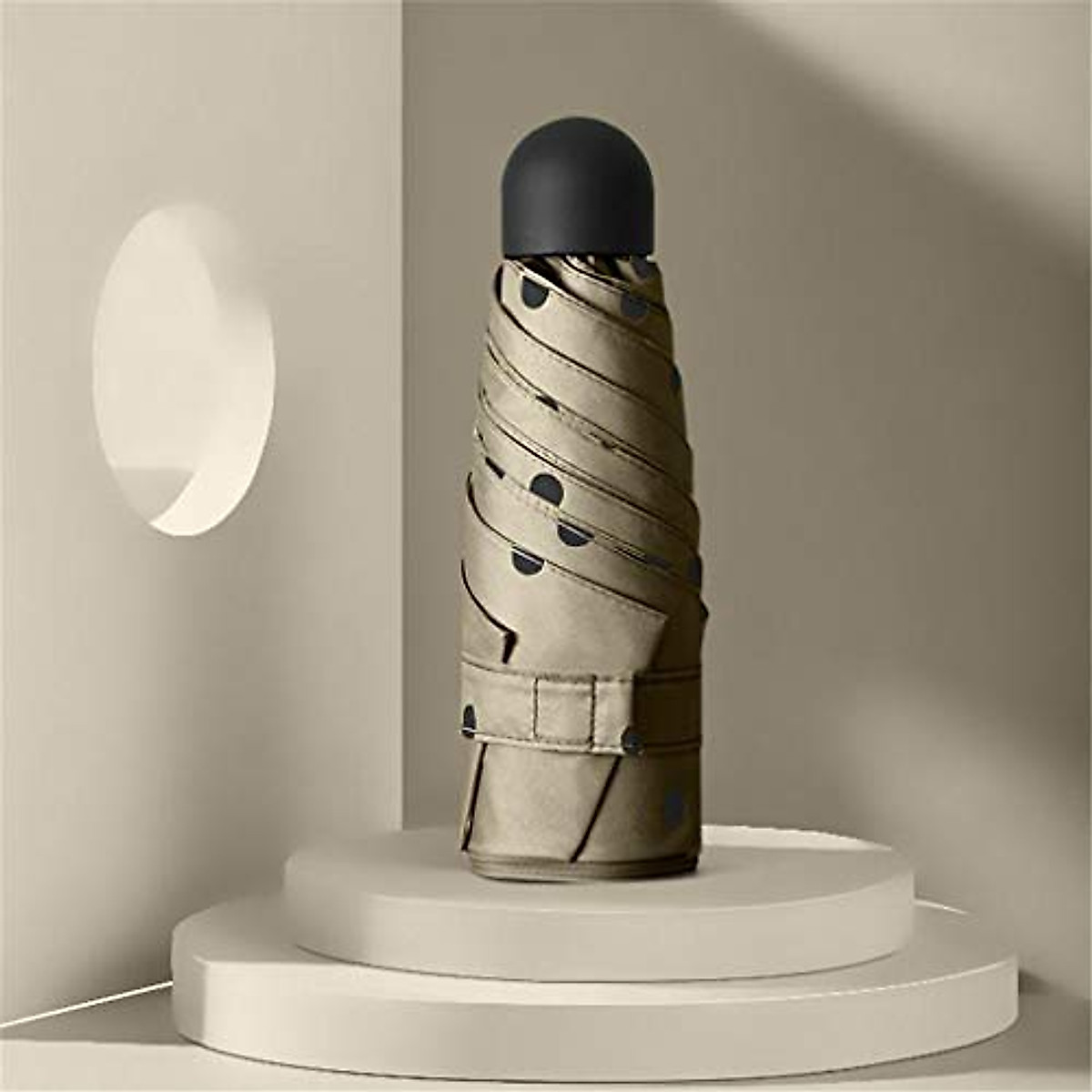 Atezch Portable Compact Sun Umbrella, Sunscreen Rainproof Dual-use Umbrellas with Pocket Size, Travel Mini Folding Umbrella with Black Underside