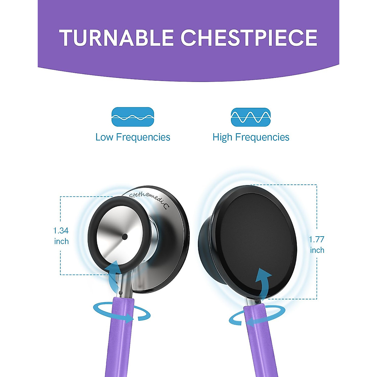 FriCARE Purple Stethoscopes for Nurses, Classic Dual Head Stethoscope Kit Medical Supplies, RN, LPN, LVN, Nursing School Students, Home Health Use