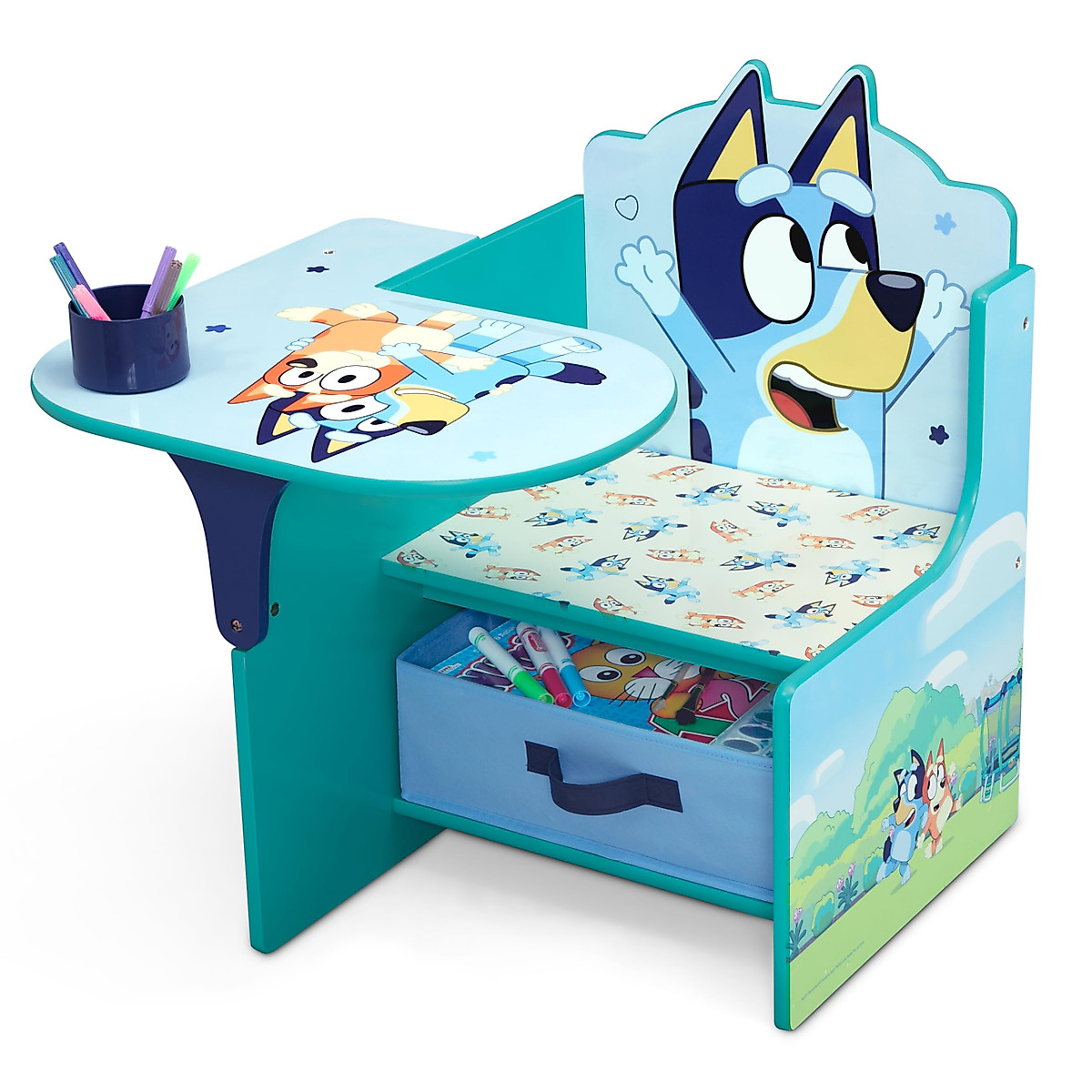 Delta Children Bluey Chair Desk with Storage Bin - Greenguard Gold Certified, Blue