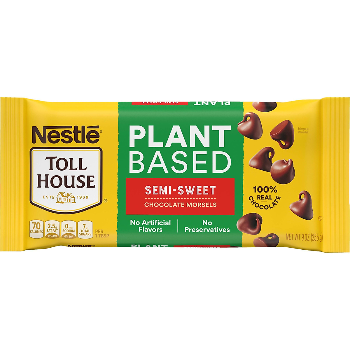 Nestle Toll House Plant Based Semi Sweet Chocolate Chip for Baking & Snacking, 100% Real Chocolate - Chocolate Morsels 9 Oz Bag