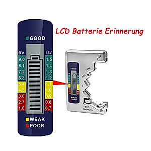 Mesee Universal Battery Tester with LCD Display, Multi Purpose Digital Battery Capacity Level Detector Voltage Checker Tool for D, C, AA, AAA, 9V Batteries,1.55V Button Cell