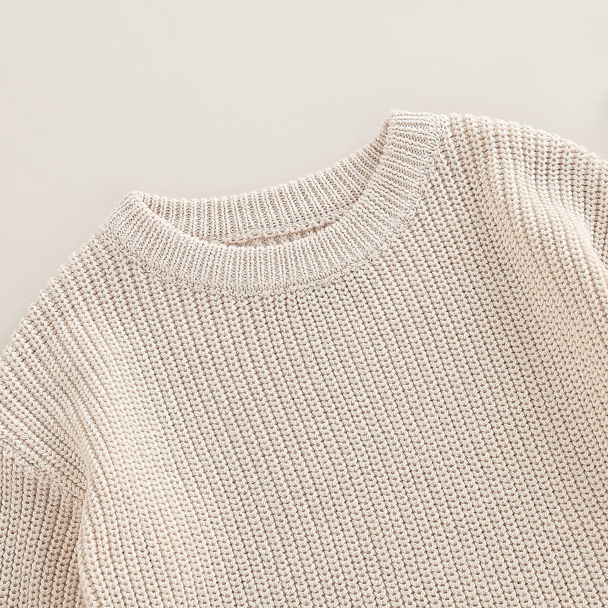 woshilaocai Baby Boy Girl Sweater Oversized Long Sleeve Romper Warm Crewneck Onesie CuteToddler Knitted Winter Clothes (12-24 Months,Cream)