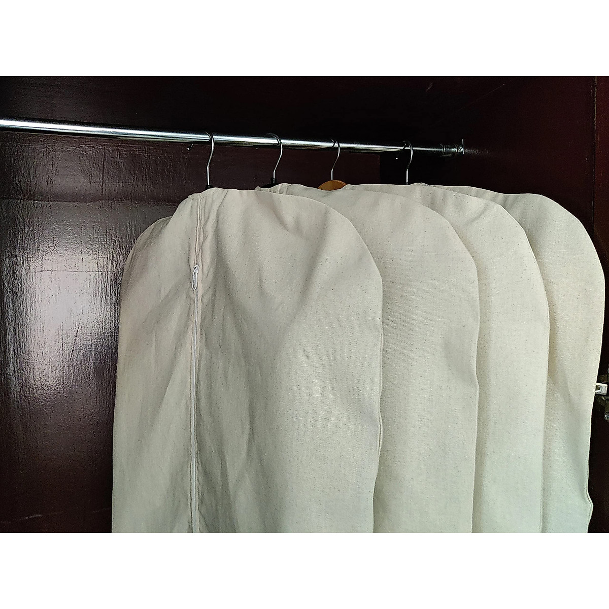 100% Cotton Canvas Garment Cover for Suits, Coats, Dresses; Travel Bag (Medium (24"x40"), Off-White)