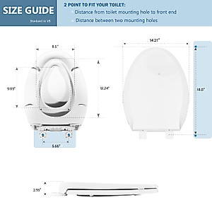 JINGZE Elongated Toilet Seat Built-In Potty Training Seat, Soft Quiet Close Non-Slip Seat, Easy to Install & Clean,Magnetic Kids Seat and Cover for Elongated Oval Toilets,White