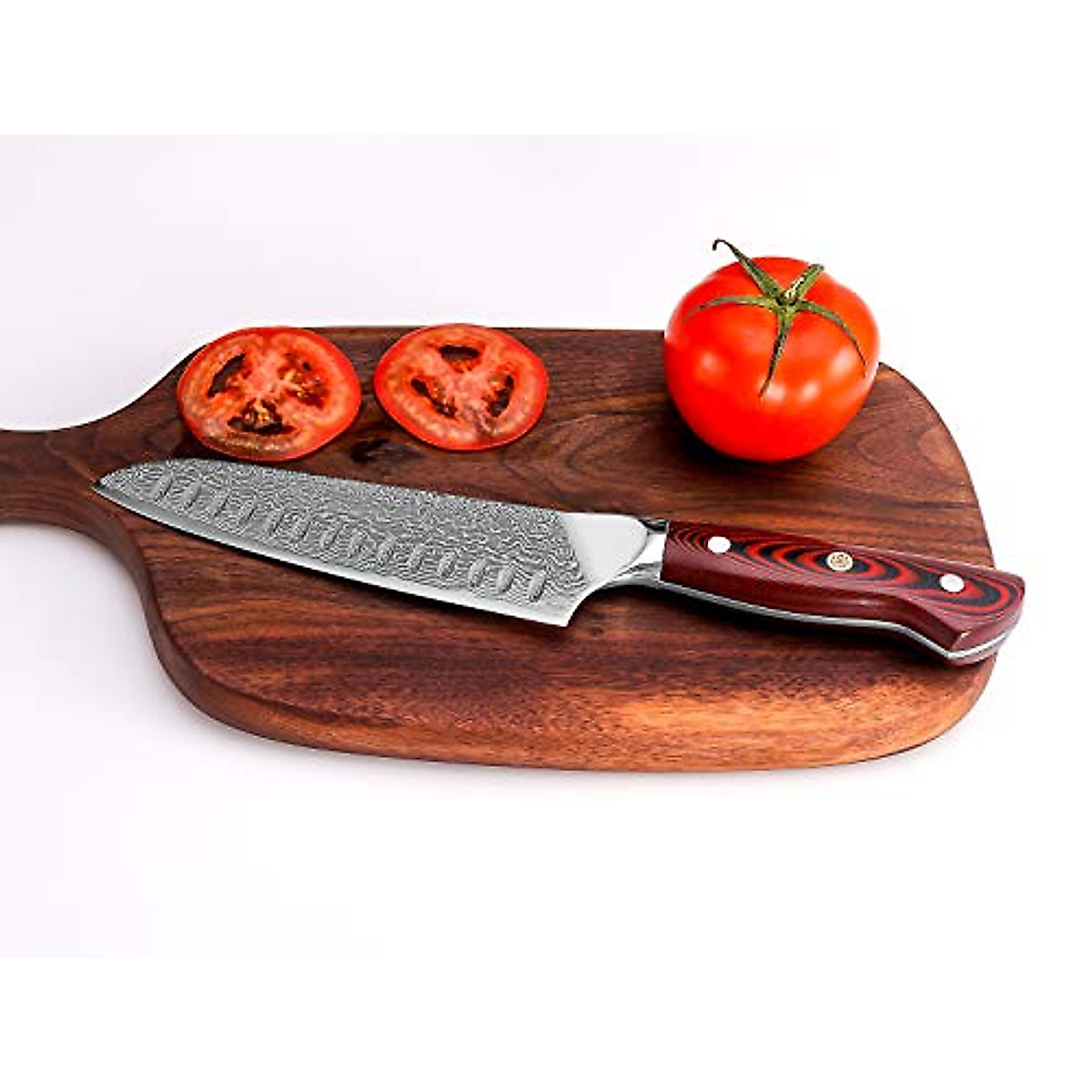 WELLSTAR Santoku Knife, Damascus Steel Kitchen Knife 7 Inch, Japanese AUS10 High Carbon Steel 67-Layer Blade Full Tang with Ergonomic G10 Handle, Razor Sharp Chefs' Knife - Gift Box