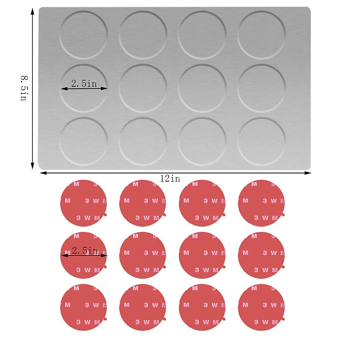 HEFANTU 12 Magnetic Spice Tins with Spice Racks Wall Mount & 120 Spice Labels, Storage Magnet Spice Containers, Clear Lid with Sift and Pour(Spices Not Included)(silver)