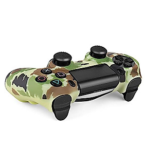 TNP For PS4 / Slim / Pro Controller Skin Grip Cover Case Set - Protective Soft Silicone Gel Rubber Shell & Anti-slip Thumb Stick Caps for Sony PlayStation 4 Controller Gaming Gamepad (Camo Brown)