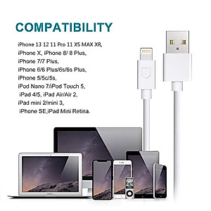 iPhone Charger, 4Pack 6FT Lightning to USB Charging Cable Cord Compatible with iPhone 13 12 11 Pro 11 XS MAX XR X 8 8Plus 7 7Plus 6 6Plus 6S 6SPlus 5 5S SE (S-06WH) 