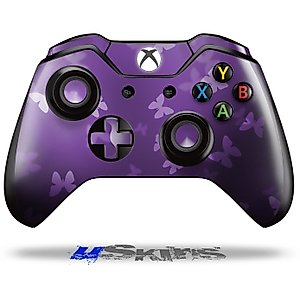 WraptorSkinz Decal Style Vinyl Skin Wrap compatible with XBOX One Original Wireless Controller Bokeh Butterflies Purple