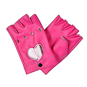 gootrades Punk Fingerless Dance Glove For Women, Jazz Style Glove, PU Leather (Rose Red)