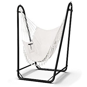 Hammock Chair with Stand,Heavy-Duty Hanging Chair with Stand, for Indoor Outdoor,Sturdy Swing Chair with Stand Max Load 350 pounds…