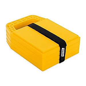 Camco Camper/RV Stabilizing Jack Pads | Features Interlocking Design & Includes Handy Strap for RV Storage and Organization | Molded of Strong UV Stabilized Polypropylene | 4-Pack (44595)