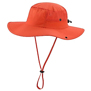Home Prefer UPF50+ Wide Brim Sun Hat for Mens Womens UV Protection Beach Bucket Hat Airy Cowboy Hat for Fishing Hiking Gardening Orange