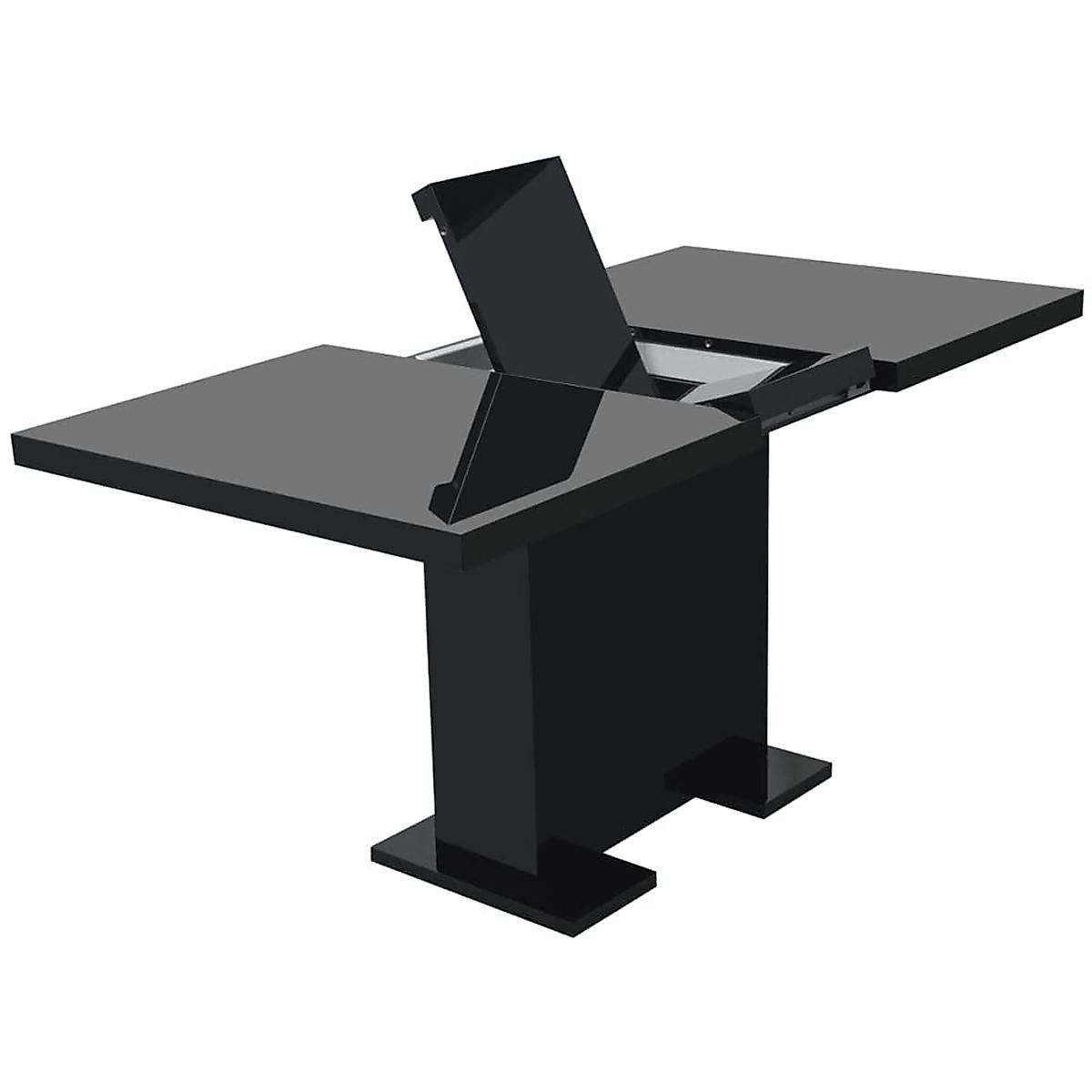 Extendable Dining Table,Modern Cocktail Table,Rectangle Conference Table,Easy to Assemble,Great for a Living Room, Den, Office Room, and Family Room, High Gloss Black