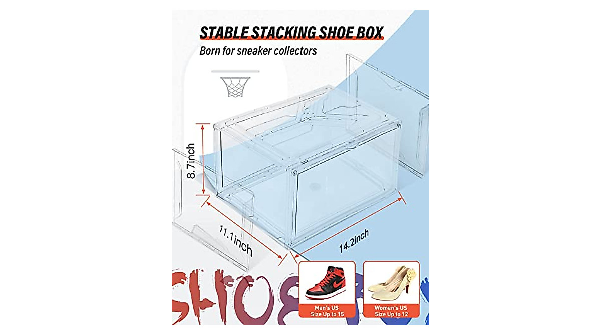 Clear Stackable Shoe Boxes - KDOR 10 Pack