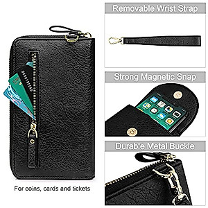 S-ZONE Women RFID Blocking Small Crossbody Cell Phone Purse Bag Vegan Leather Wristlet Wallet