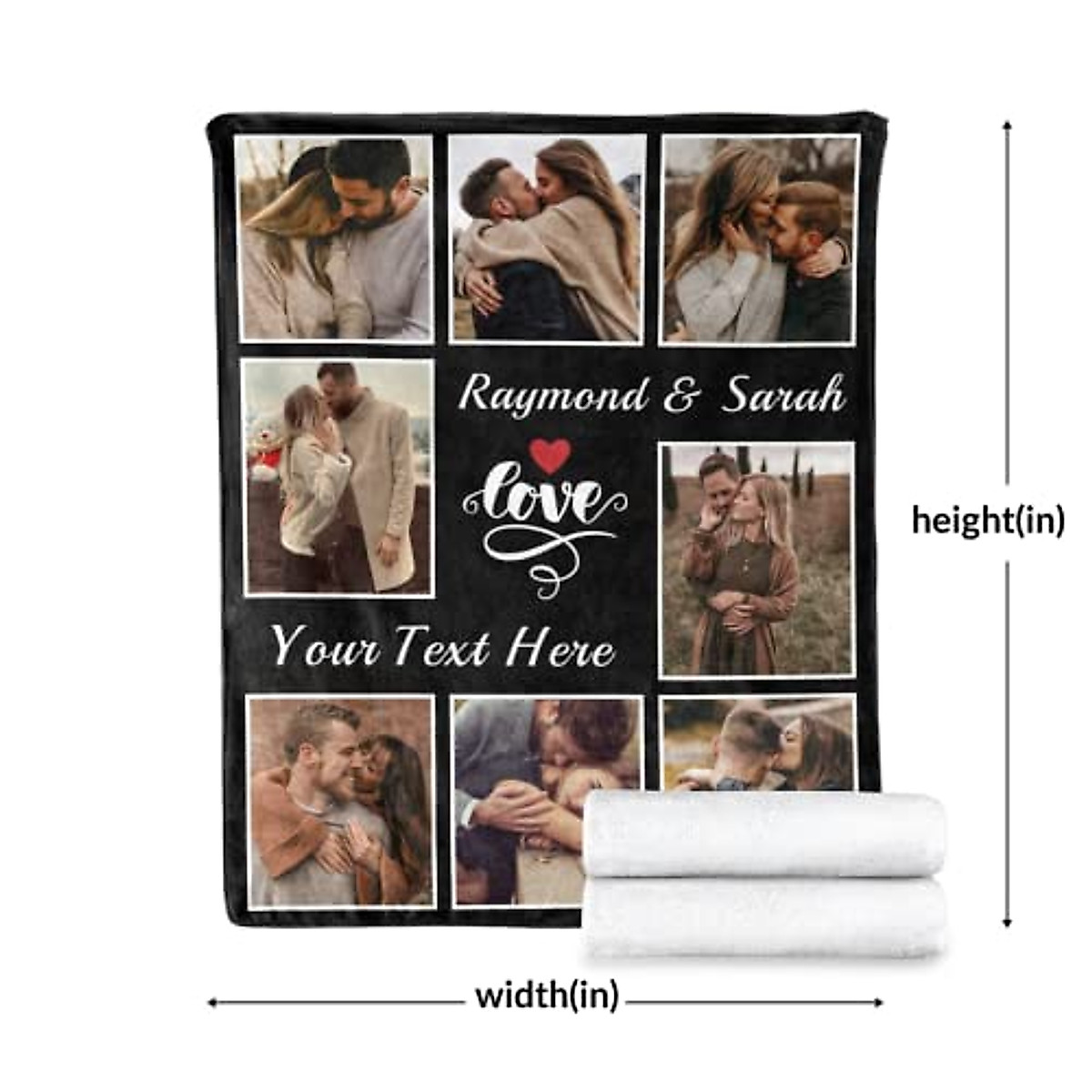 Sycamo Custom Blanket with Photos, Gifts for Girlfriend Gifts for Boyfriend, for Couples Family, Personalized Throw Blanket for Christmas Birthday Valentine's Day Anniversary