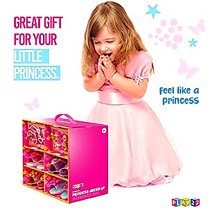 Play22 Princess Dress Up Shoes - 18pc Princess Toys for Little Girls - Toddler Dress Up Jewelry Toy Heels - 4 5 Year Old Girl Birthday Gifts – 4 Pairs of Shoes 2 Earrings 3 Bracelets and 3 Rings.