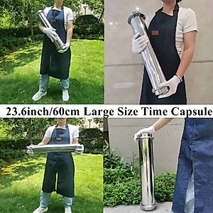 SoClaay Time Capsule Large Size 23.6inch/60cm Anti-Corrosion Waterproof Stainless Steel Capsule Container Durable Lock Container for Future Graduation Gift