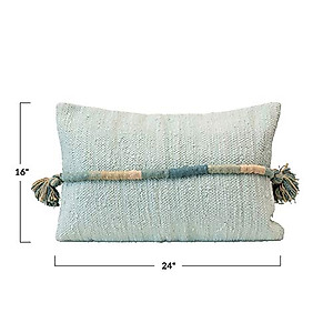 Creative Co-Op Woven Cotton Lumbar Wrapped Appliqued Cord & Tassels, Multi Color Pillow