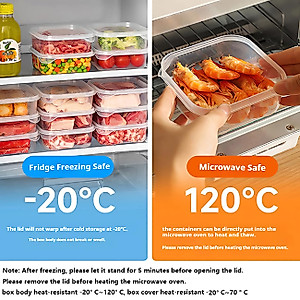 Iwinna Food Storage Containers with Lids, Plastic Fridge Organizer Clear Bins, 350ml Sealed Food Containers, Reusable Takeaway Kitchen Freezer Storage Boxes, 10pcs