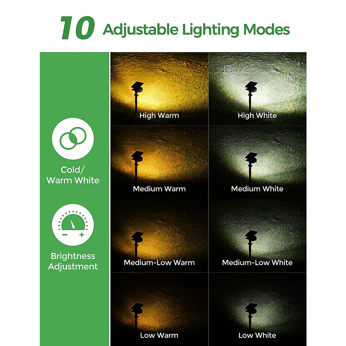 Airmee Solar Outdoor Lights 4 Pack, 30 LED Cold + Warm White Adjustable Spot Lights IP67 Waterproof, 10 Lighting Modes Spotlights Auto On/Off, 2 in 1 Solar Landscape for Yard Garden Driveway Walkway