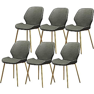 Chairs Modern Dining Chairs Set of 6 PU Leather High Back Padded Soft Seat Sturdy Metal Legs for Living Room Dining Chairs (Color:Dark Gray)