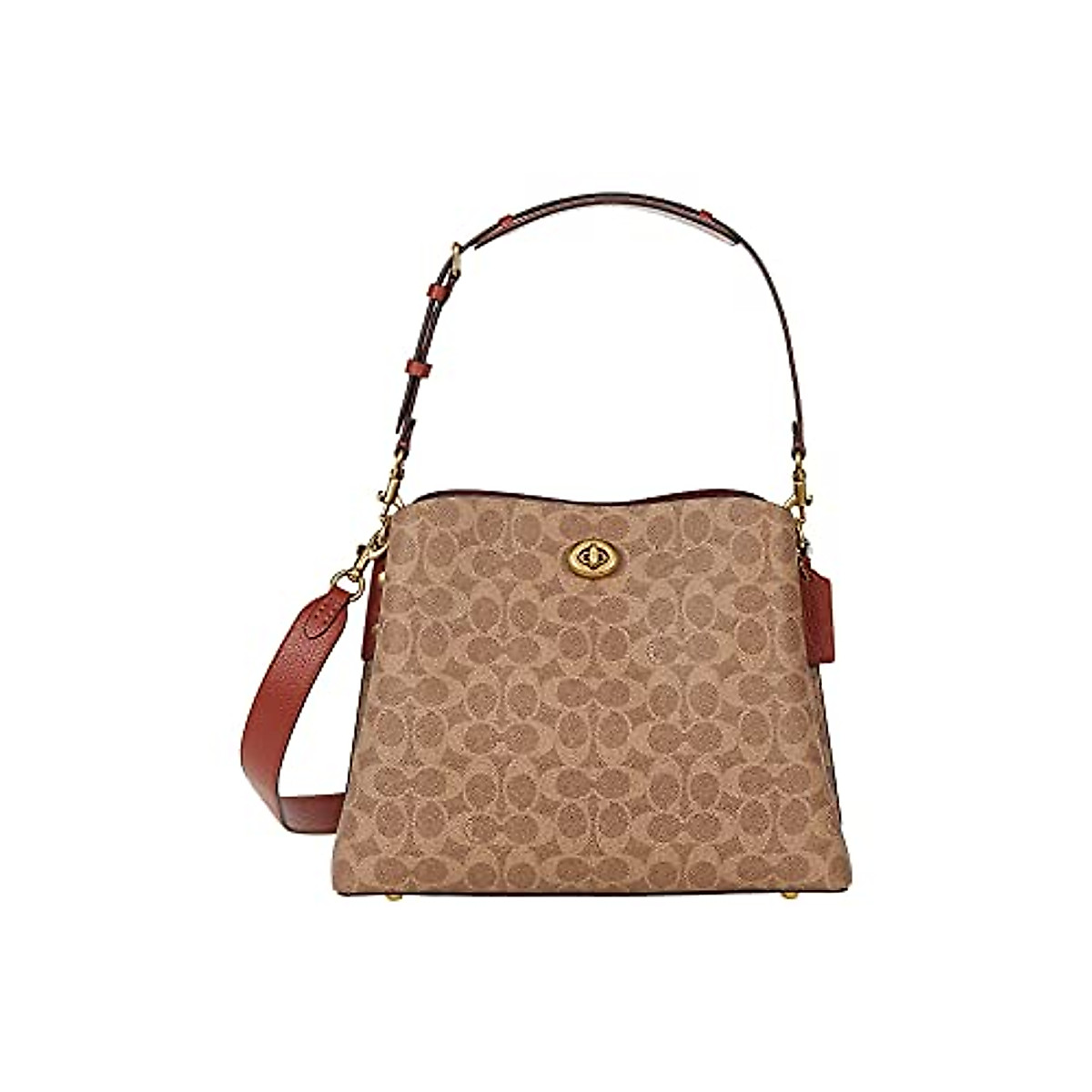 COACH Coated Canvas Signature Willow Shoulder Bag B4/Tan Rust One Size