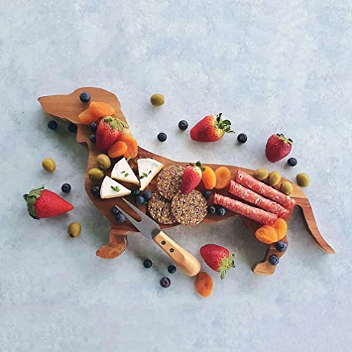 Didiseaon Wooden Serving Tray Cute Dachshund Dog Shaped Charcuterie Boards Cheese Cake Bread Snack Serving Plate Appetizer Platter for Meat Vegetables Fruit Cheese