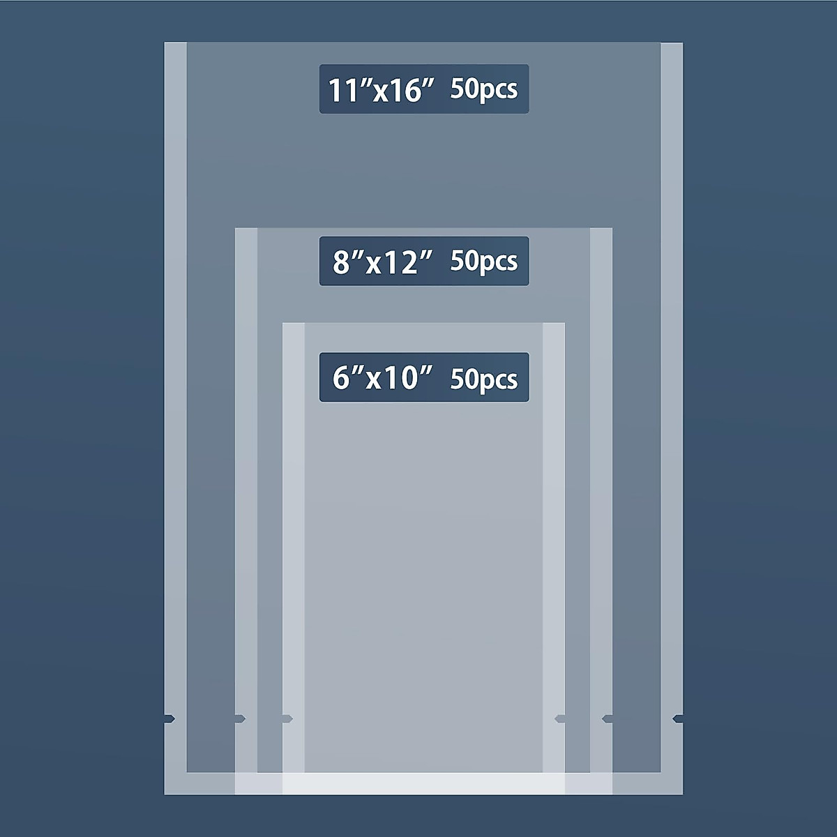 Bbaoo Vacuum Sealer Bags, 150 Gallon 11&quot; x 16&quot; and Quart 8&quot; x 12&quot; and Pint 6&quot; x 10&quot; Commercial Grade PreCut Bag, Food Vac Bags for Storage, Meal Prep or Sous Vide