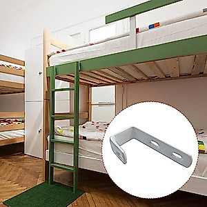 Mewuthede 4pcs Iron Bunk Bed Ladder Hooks Brackets, PVC Coated Stainless Steel Angled Ladder Hooks Heavy Duty Hardware Utility Hook Garage Storage Hook Loft Bed Ladder Hooks (White)