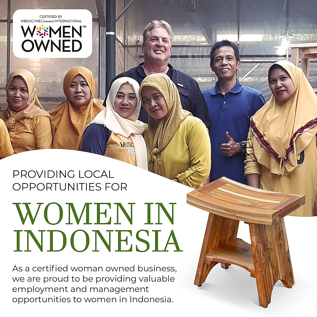 EcoDecors, 18 inch, Natural, Teak Shower Bench, Teak Shower Stool, Teak Bench Shower, Teak Shower Seat, Teak Shower Chair, Teak Stool, Shower Benches Teak