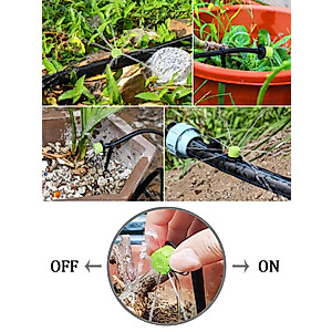 Kalolary 400Pcs Adjustable Irrigation Drippers Parts, 1/4 Inch Automatic Irrigation Anti-Clogging Emitters Micro Ffittings for 4mm/7mm Watering System Drippers Garden Supplies(Green)