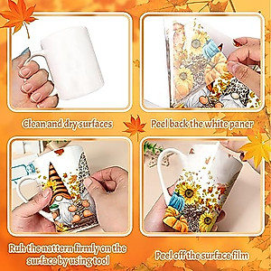 Cysincos 9 Sheets Waterproof Glass Cups UV DTF Transfer Stickers DIY Decals Rub on Transfers for Wood Furniture Craft (Thanksgiving Day-9pcs)