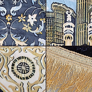 Beisto Muslim Prayer Mats Black and Gold Luxurious Prayer Rug Janamaz Sajadah Velvet Satin Prayer Rug Islam for Men Women Kids