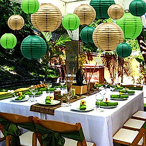 Green Paper Lanterns Party Decorations, Round Hanging Lantern for St. Patrick's Day, Graduation, Wedding, Tropical Jungle Theme Birthday Party Football Theme Baby Shower Decorations