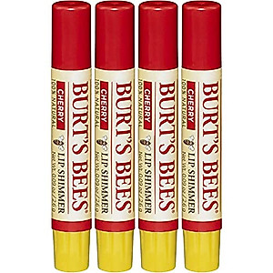 Burt's Bees Lip Shimmer, Cherry 0.09 Ounce (Pack of 4)