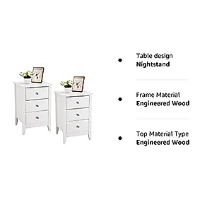 Bonnlo Upgraded White Night stands for Bedrooms Set of 2, Modern Nightstand with 3 Drawers, Wooden Bed Side Table/Night Stand for Small Spaces, College Dorm, Kids’ Room, Living Room, 16W x 16D x 24H