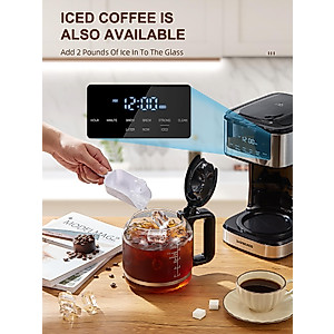 Ihomekee Programmable Coffee Maker, 12 Cup Drip Coffee Machine with Iced Coffee Function, Regular & Strong Brew, Compact Coffee Machines for Home and Office, Silver and Black, (CM9428C)